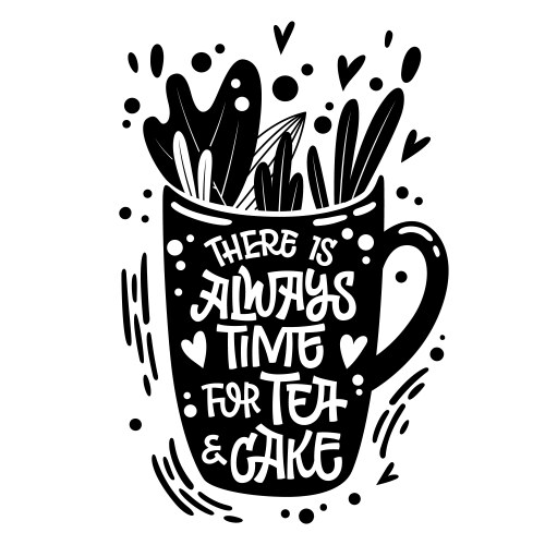 Tea set and words time Royalty Free Vector Image