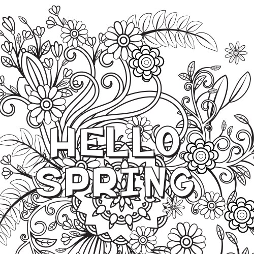 Hello spring coloring page Royalty Free Vector Image