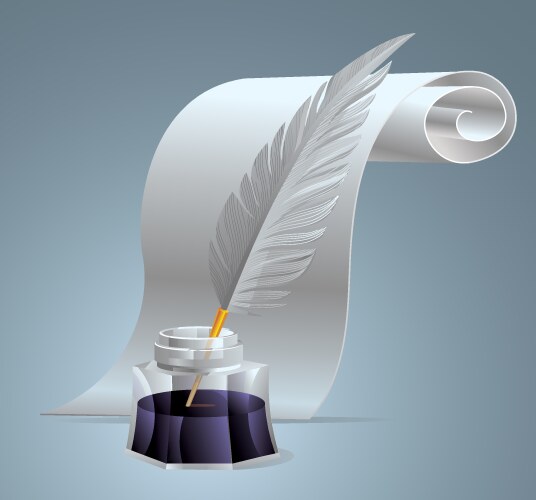 Feather in inkwell Royalty Free Vector Image - VectorStock