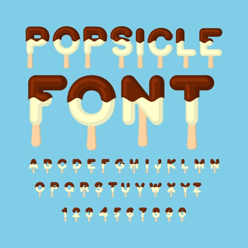 Ice cream abc popsicle alphabet cold sweets font Vector Image