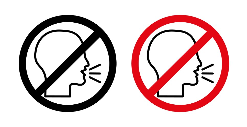 Stop talking sign icon set prohibited noise Vector Image