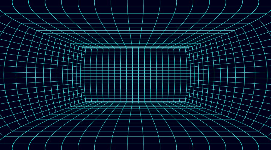 3d wireframe blue grid room Royalty Free Vector Image