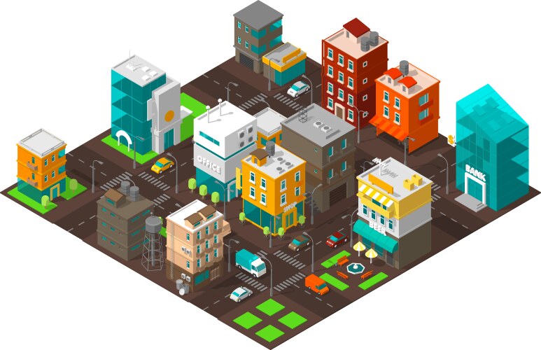 Isometric people walking on street Royalty Free Vector Image