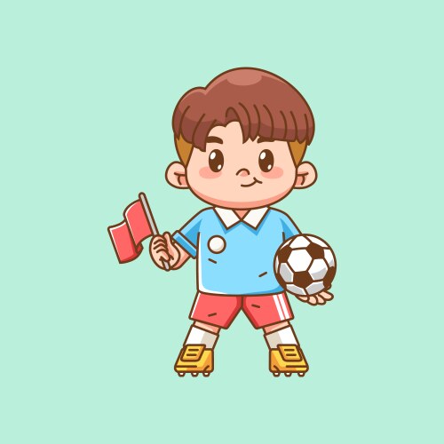 Cute soccer player ride ball kawaii chibi Vector Image