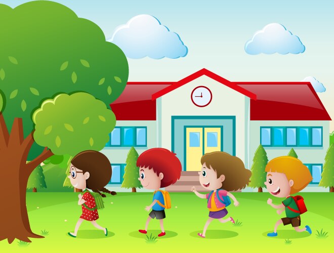 Schoolchildren going to school Royalty Free Vector Image