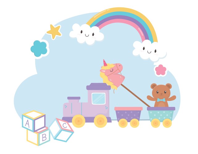 Kids zone toys alphabet blocks cartoon Royalty Free Vector