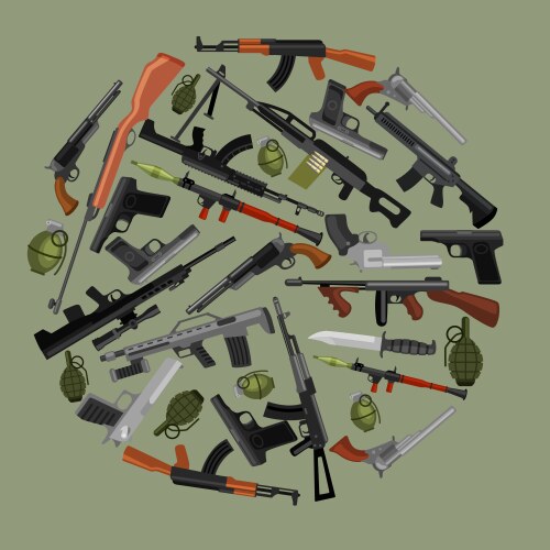 Automatic weapon machine gun bullets Royalty Free Vector