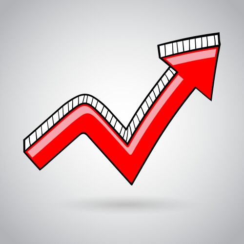 Red arrow up sign hand drawn sketch Royalty Free Vector