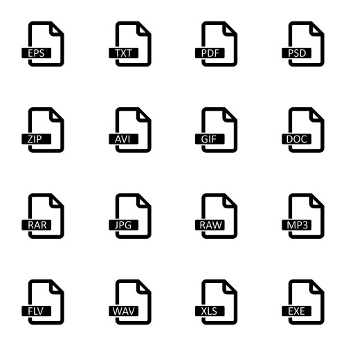 File format extensions icons collection Royalty Free Vector
