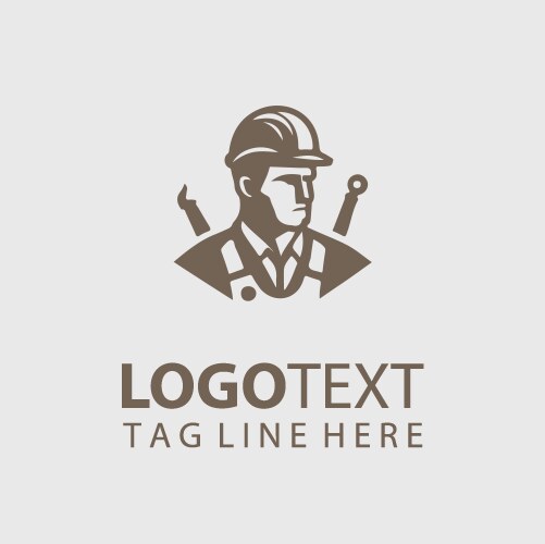 Construction worker logo Royalty Free Vector Image