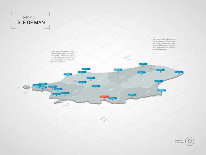 Detailed map of isle man and capital city Vector Image