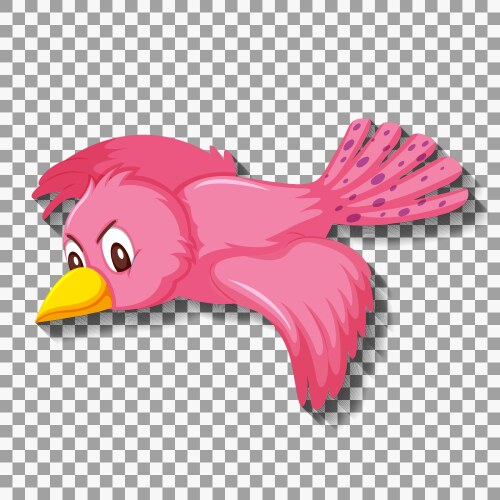 Cute pink bird cartoon character Royalty Free Vector Image