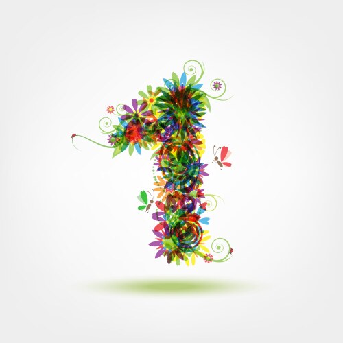 Floral Number 7 - Botanical Art – Royalty-Free Vector | VectorStock