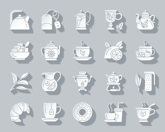 Tea black silhouette icons set Royalty Free Vector Image