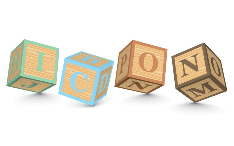 Word learn written with alphabet blocks Royalty Free Vector