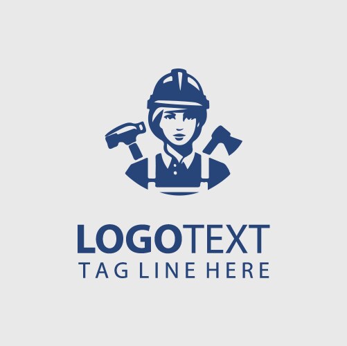 Construction worker logo Royalty Free Vector Image