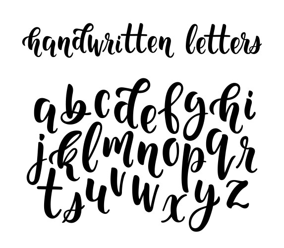 Hand lettering calligraphic alphabet script Vector Image