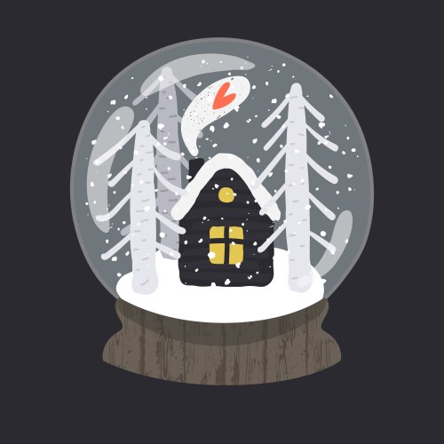 Colorful christmas poster with cartoon snow globe Vector Image