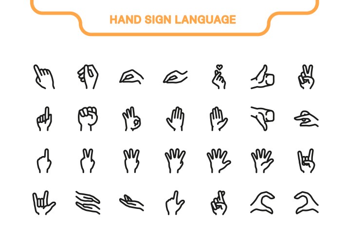 Deaf mute sign language character gesture Vector Image