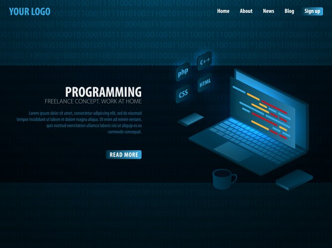 Programming and software development web page Vector Image