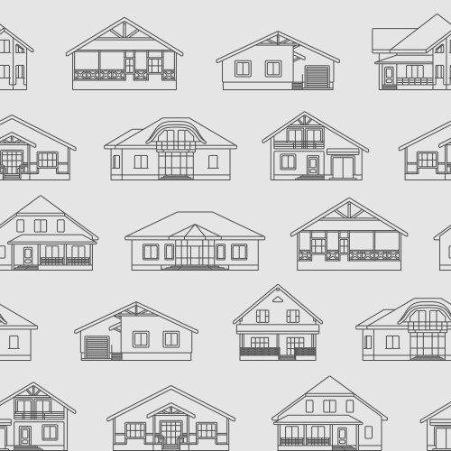 Cute houses seamless pattern with color home Vector Image