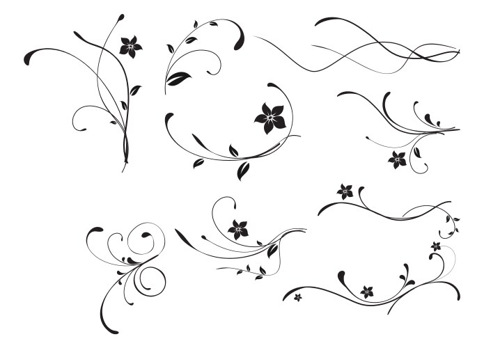 Abstract outline flowers on white Royalty Free Vector Image