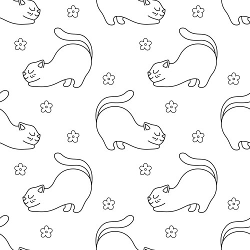 Coloring book pattern with cute cartoon cats Vector Image