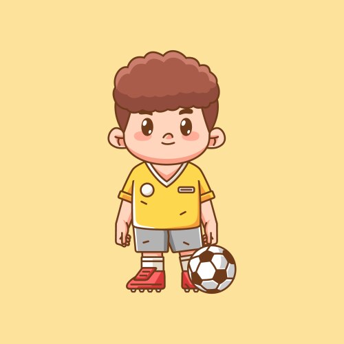 Cute soccer player herd ball kawaii chibi Vector Image