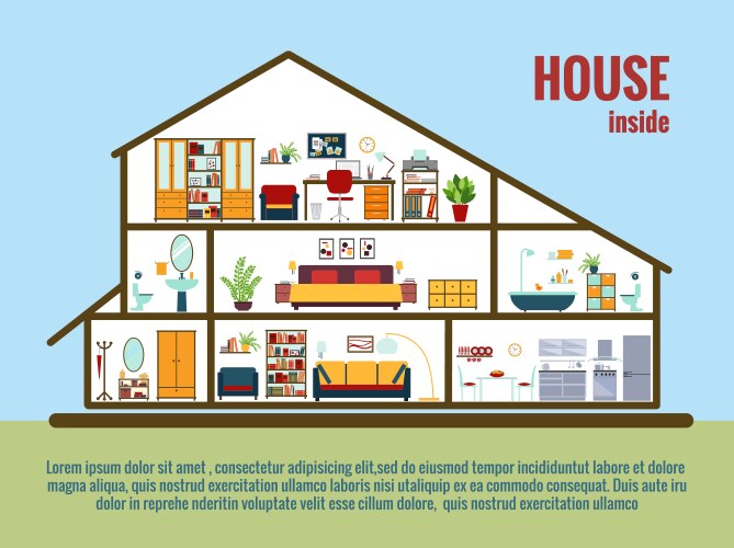 Realistic living room interior background Vector Image