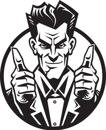 Animated gesture cartoon sign emblem symbolic Vector Image