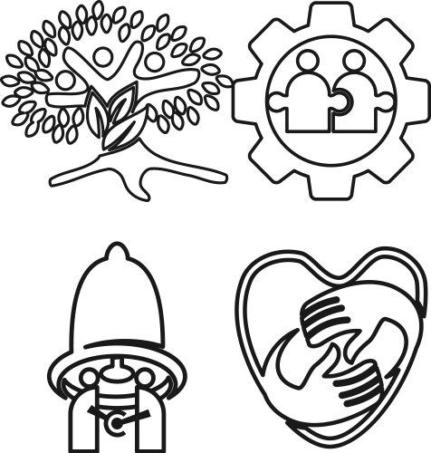 Rocket tree ribbon commitment teamwork together Vector Image