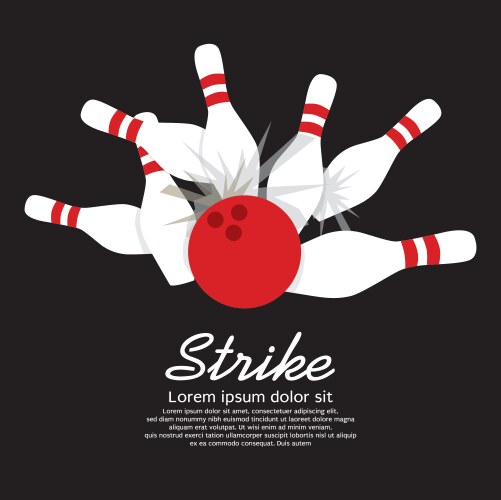Bowling strike monochrome clip art Royalty Free Vector Image