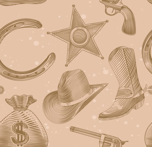 Seamless cowboy pattern Royalty Free Vector Image