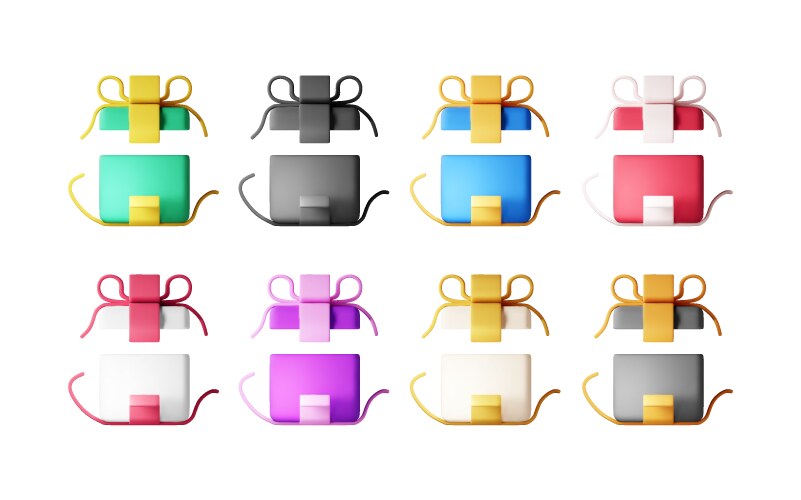3d open gift box set Royalty Free Vector Image