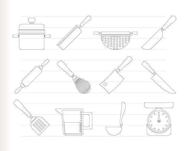 Cook character and products equipment Royalty Free Vector