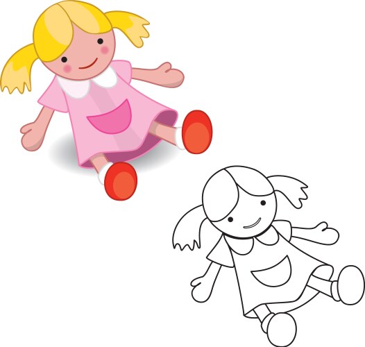 Fun doll cartoon Royalty Free Vector Image - VectorStock