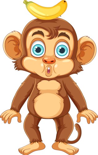 Cute monkey cartoon eating banana Royalty Free Vector Image