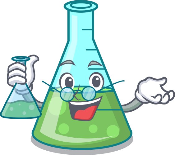 Super cool science beaker character cartoon Vector Image