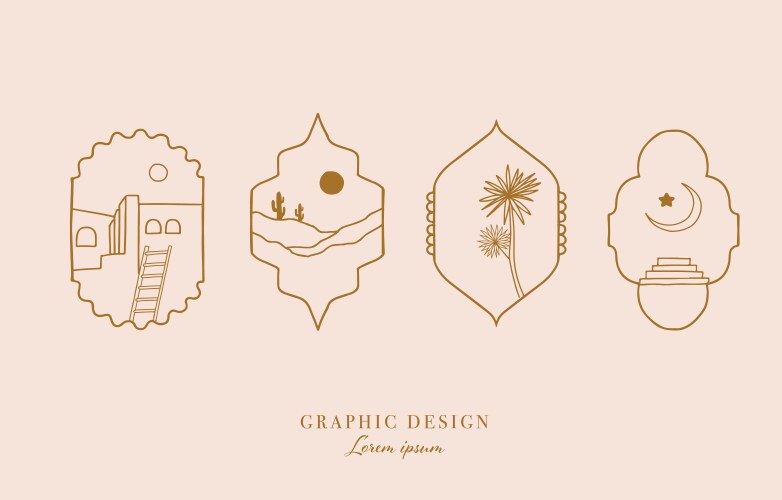 Collection of line design object Royalty Free Vector Image