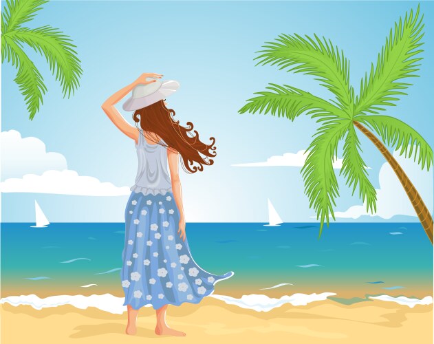 Girl on the beach Royalty Free Vector Image - VectorStock