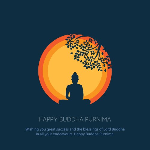 Happy vesak day buddha purnima wishes greetings Vector Image
