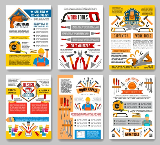 Poster of house repair handyman work tools Vector Image