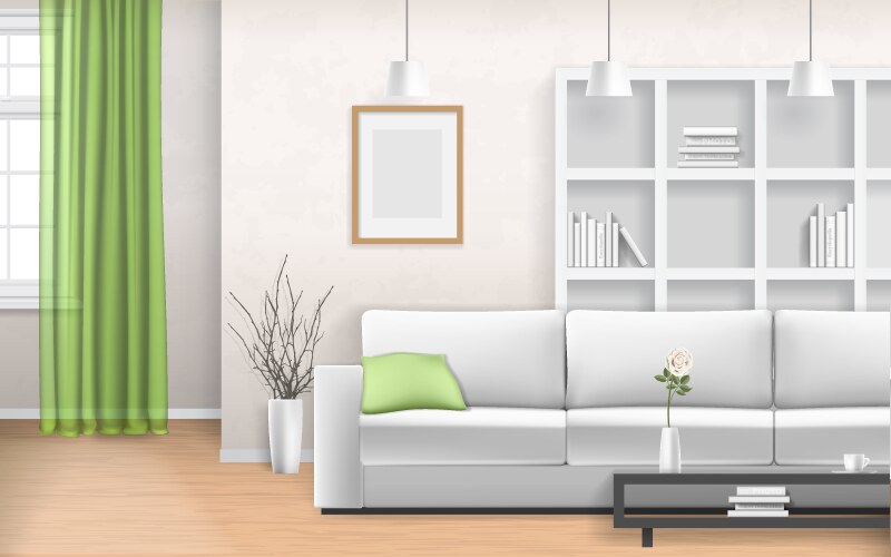 Realistic living room interior background Vector Image