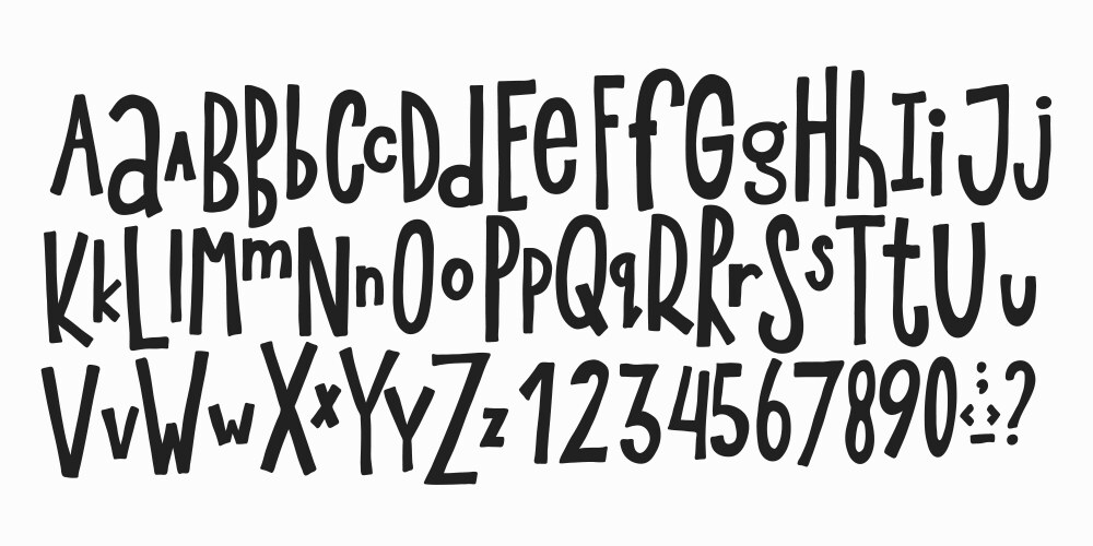 Simple monochrome hand drawn font complete abc Vector Image