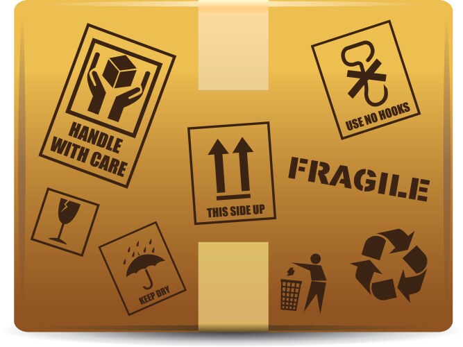Fragile icons set packaging symbols this side Vector Image