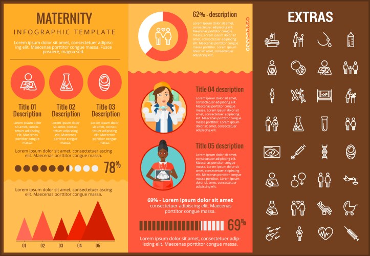 Maternity infographic template elements and icons Vector Image