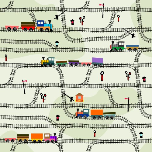 Kids toy train pattern children railroad toys Vector Image