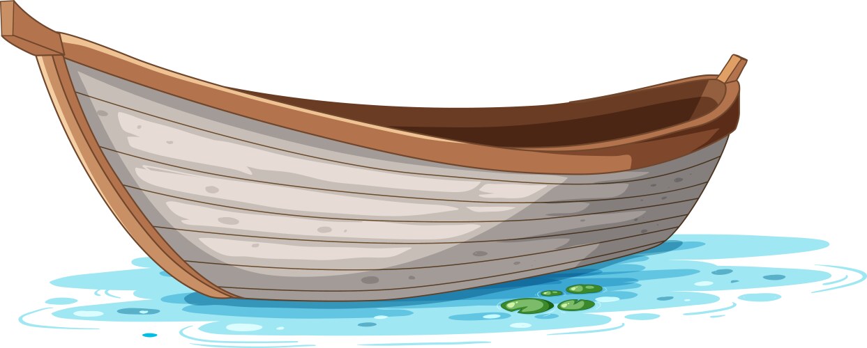 Wooden boat on water surface Royalty Free Vector Image