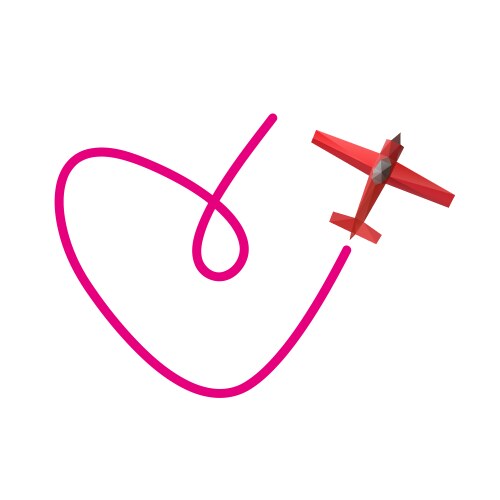 Red and white passenger airplane soaring high Vector Image