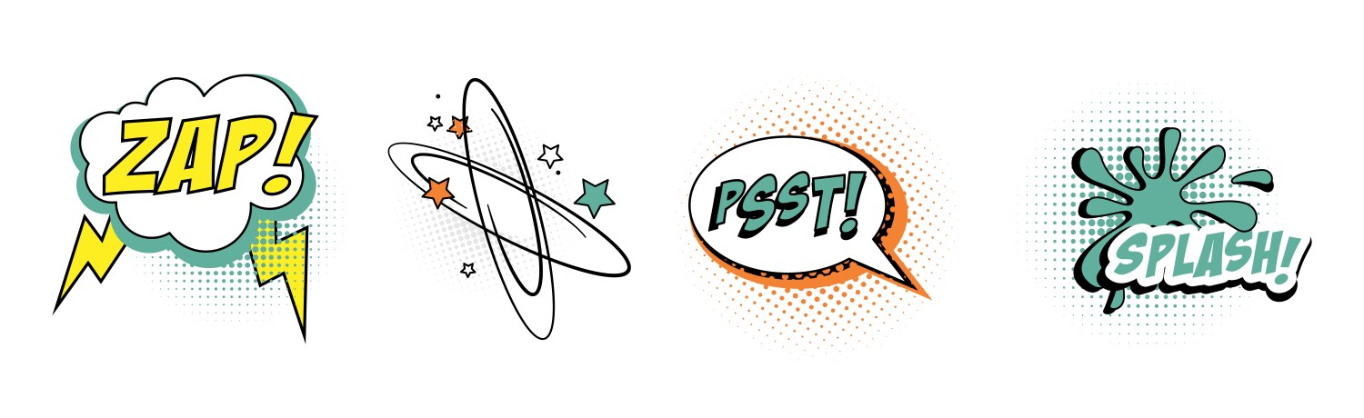 Comic sound effect and pop art cloud set Vector Image